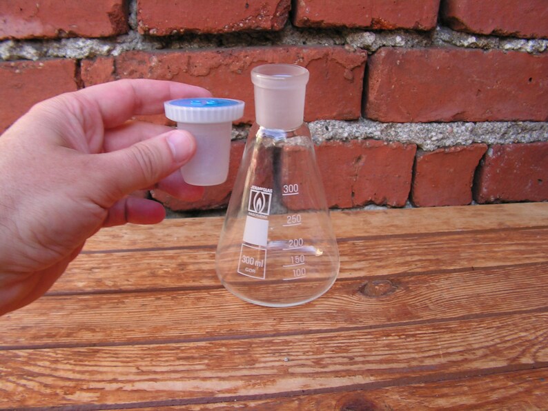 Not Used Glass Flask With Plastic Cap Lab Flask Laboratory - Etsy
