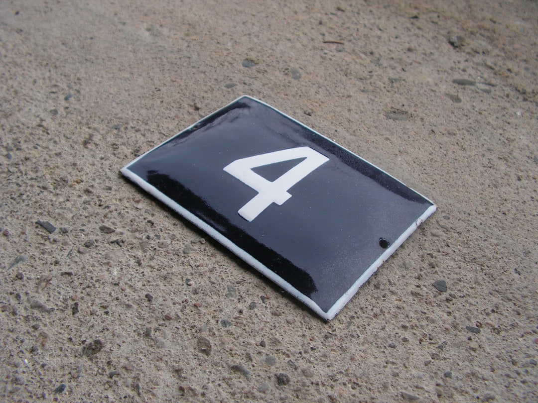 Vintage French Door Number 4 Blue White Enamel Sign 4 Porcelain Street ...