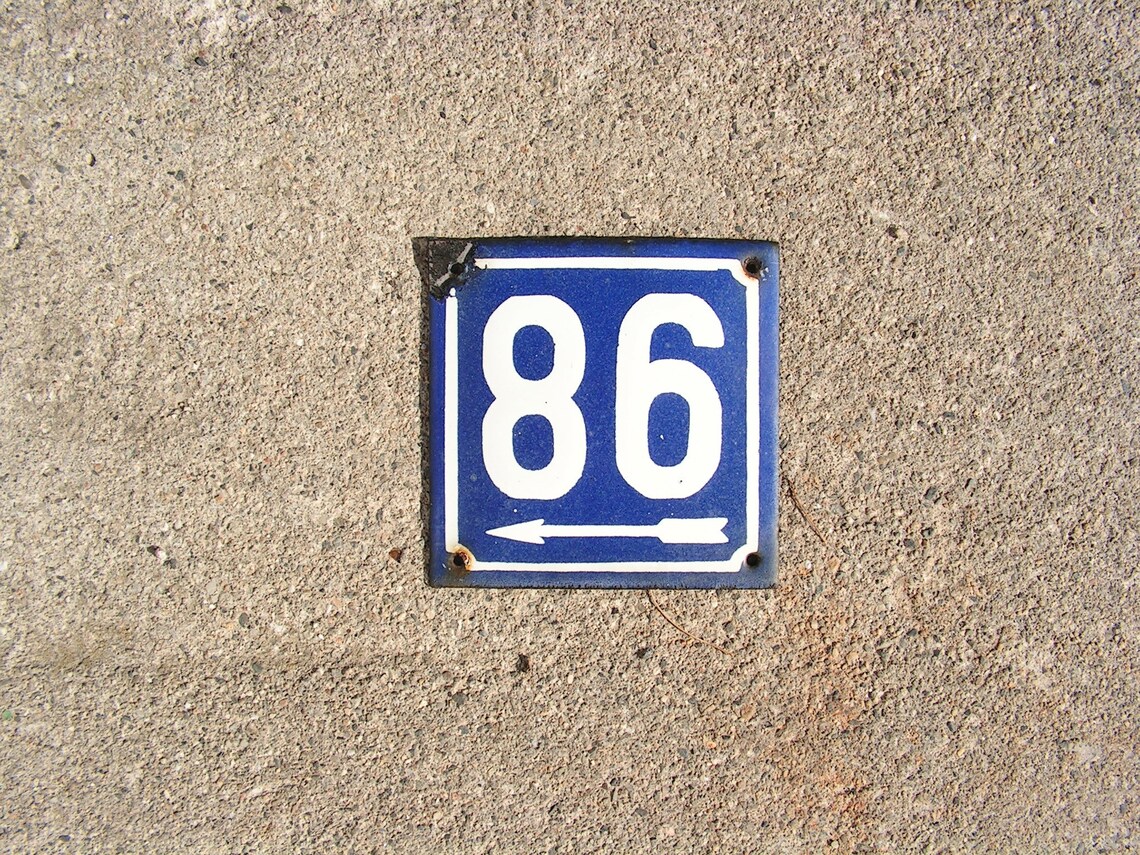 Vintage Door Number 86 Blue White Rust Enamel Sign 86 | Etsy
