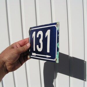 Vintage Enamel Sign 131 House Door Number 131 Blue White Porcelain ...