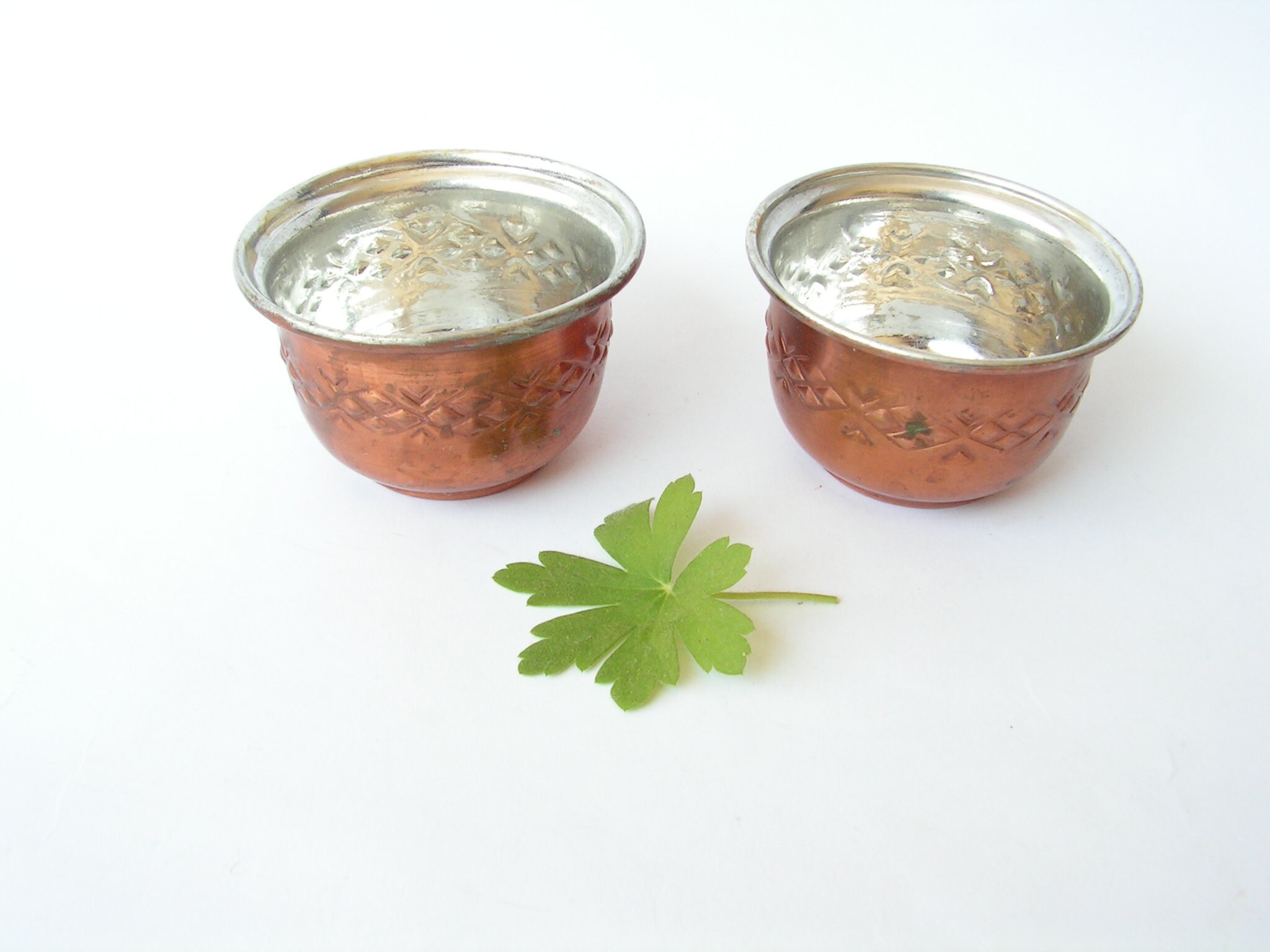 Engraved Coffee Cups, Vintage Copper Cups, Set of 2 Metal Coffee Cups ...
