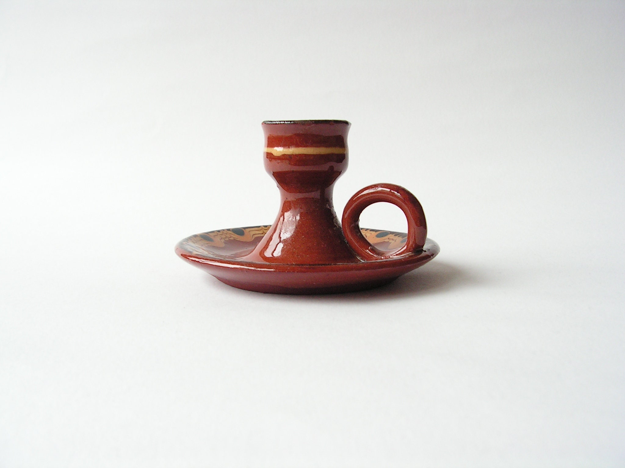Vintage Ceramics Lovely Candlestick Pottery Red Candlestick Clay Candle ...