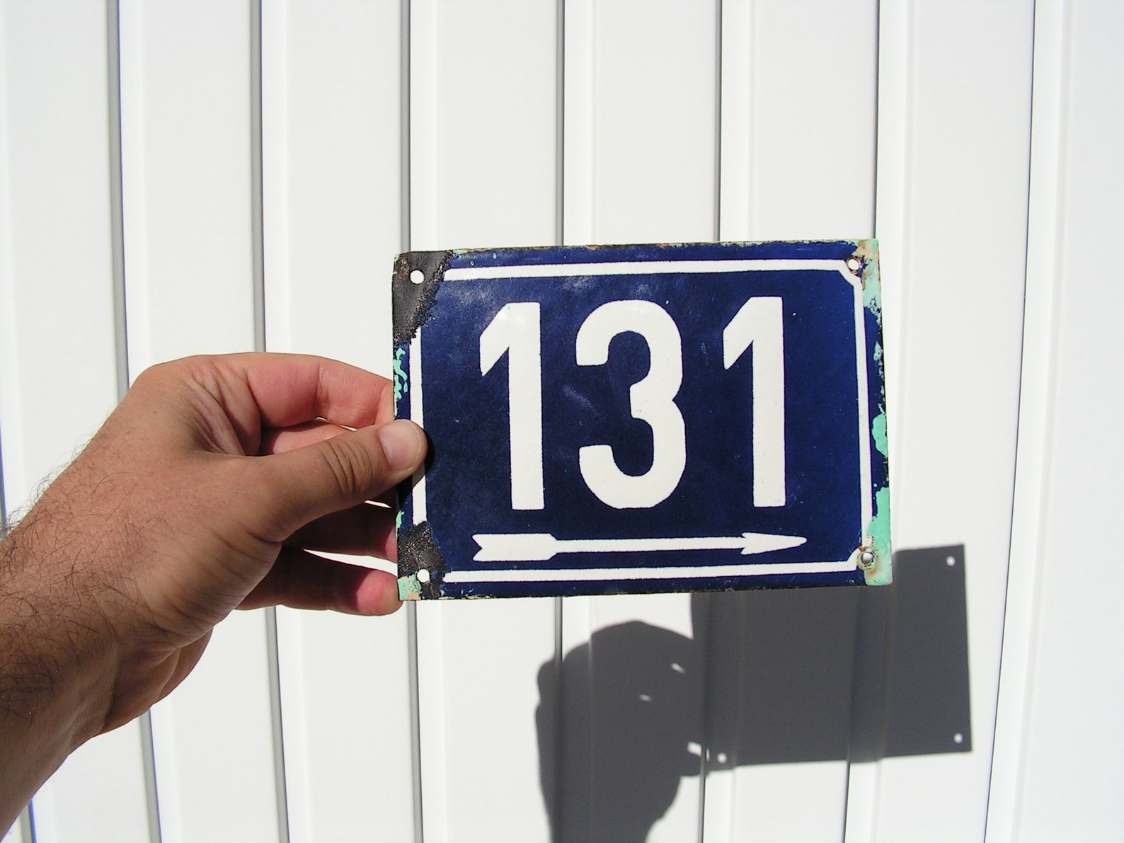 Vintage Enamel Sign 131 House Door Number 131 Blue White | Etsy