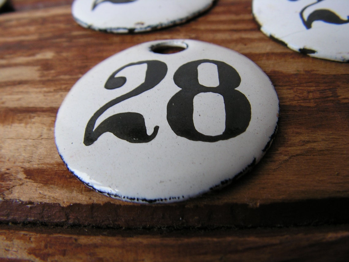 Vintage Enamel Sign 16, 17, 18, 19, 20, 21, 22 Small Sweet Round Number ...