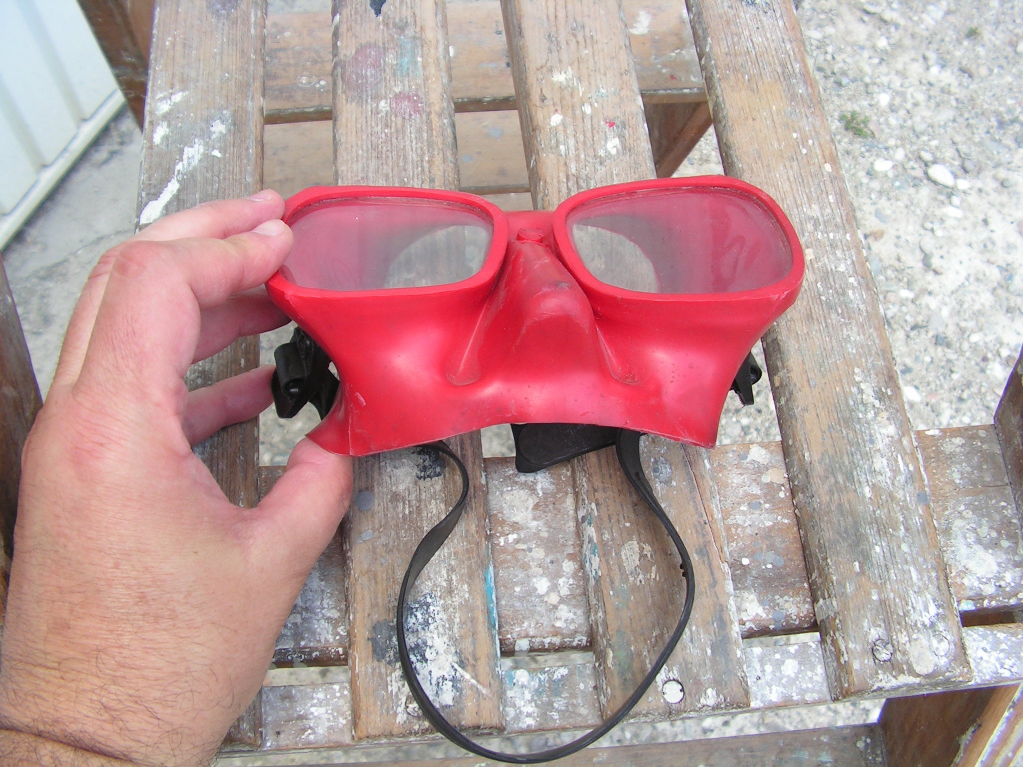Retro Red Children Scuba Mask, Vintage Small Rubber Diving Mask ...