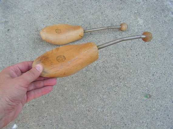 Pair shoe forms with marking Vintage shoe mold Wooden… - Gem