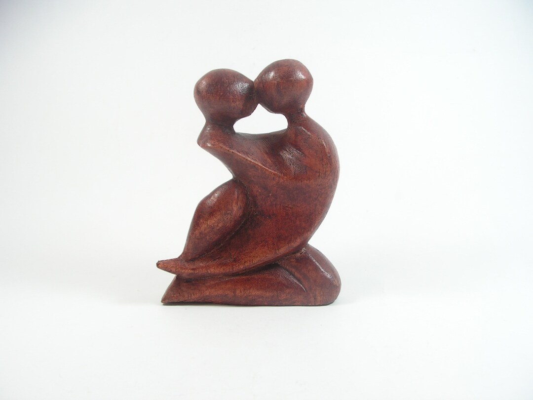Retro Wooden Figurine in Love Hand Carved Pair Wooden Figure of Boy ...