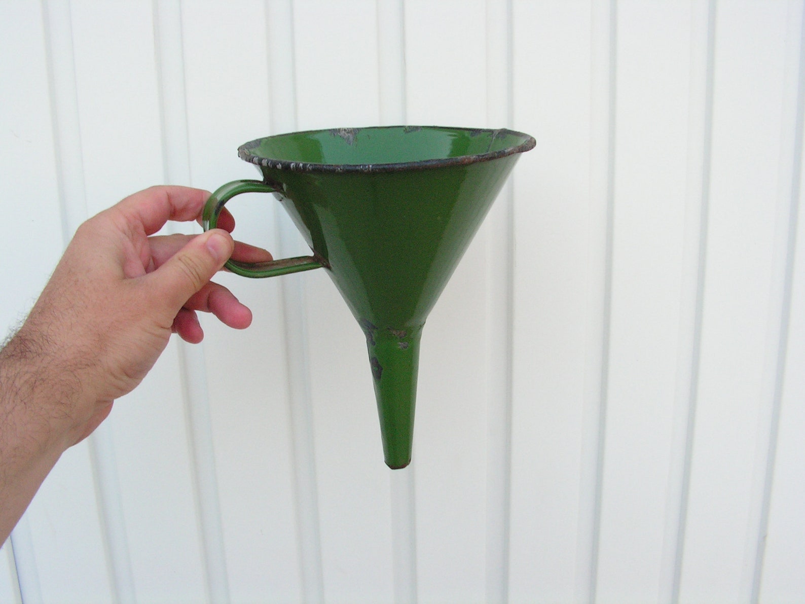 Vintage Enamel Funnel Metal Green Funnel Large Enameled | Etsy