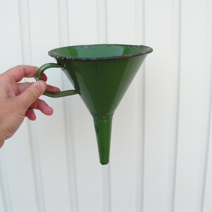 Vintage Enamel Funnel Metal Green Funnel Large Enameled | Etsy