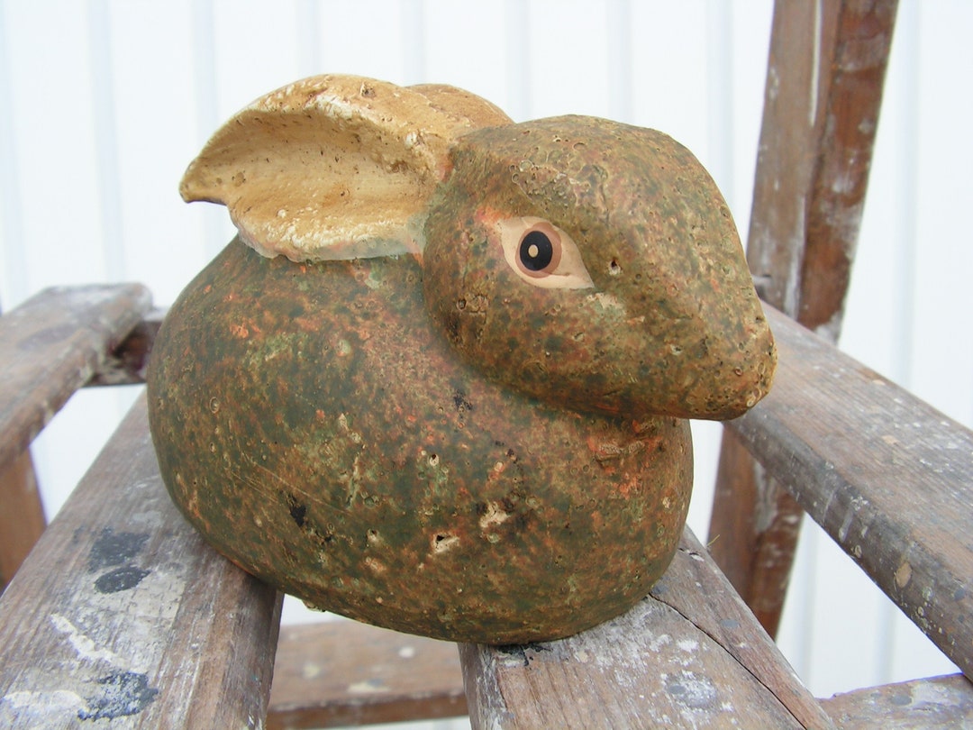 Vintage Ceramic Rabbit, Figurine Rabbit, Brown Pottery Rabbit ...