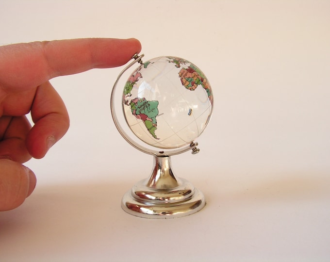 Vintage Small Globe Height - 8 Cm Decorative Glass Desk Globe Mini ...