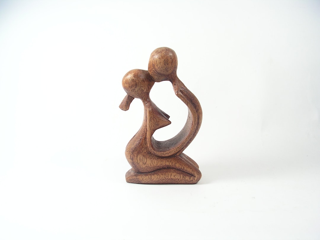 Vintage Wooden Figurine in Love Hand Carved Man Woman Wooden Figure of ...