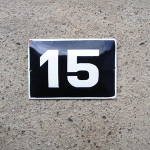 Vintage Enameled Number 15 Sign, Blue and White Porcelain Plaque - Etsy