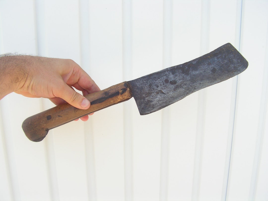 Vintage Cleaver Wooden Handle, Meat Chopper Patina Cleaver, Hog ...