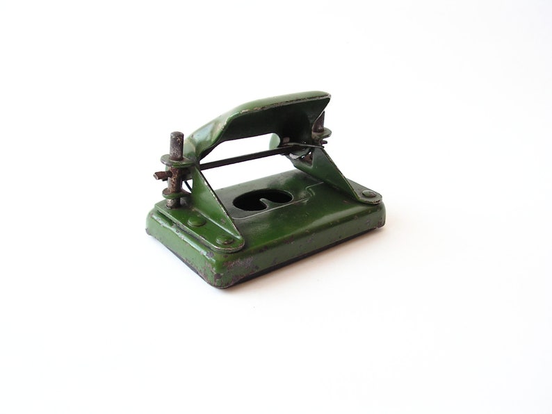 Vintage Office Hole Puncher 1950s Old Desk Green Perforator | Etsy