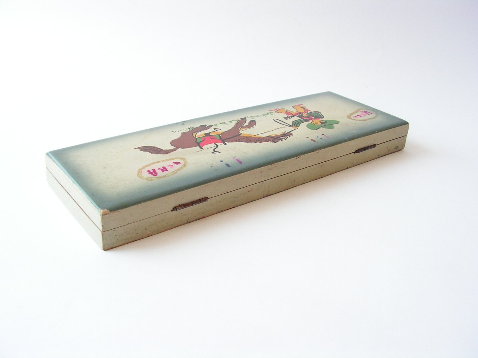 Vintage Hand-painted Wooden Pencil Box, Soviet School Supply - Etsy