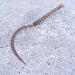 Antique Sickle With Long Wooden Handle Primitive Sickle Rust Sickle ...