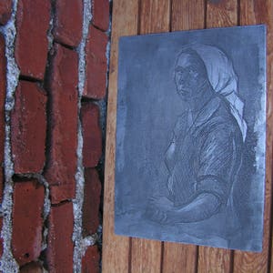 Antique Metal Matrix Etching, Hand-printed Art Collection (13.4x9.4 In ...