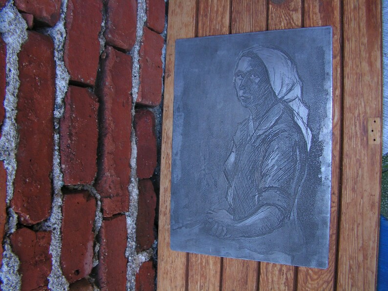 Metal Matrix Etching Binary Matrix Graphics Hand Print Antique Etching ...