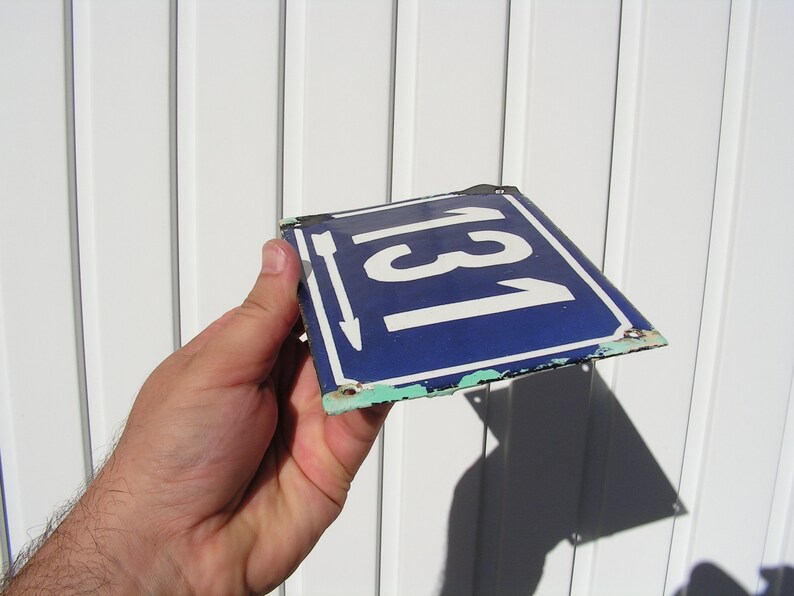 Vintage Enamel Sign 131 House Door Number 131 Blue White | Etsy