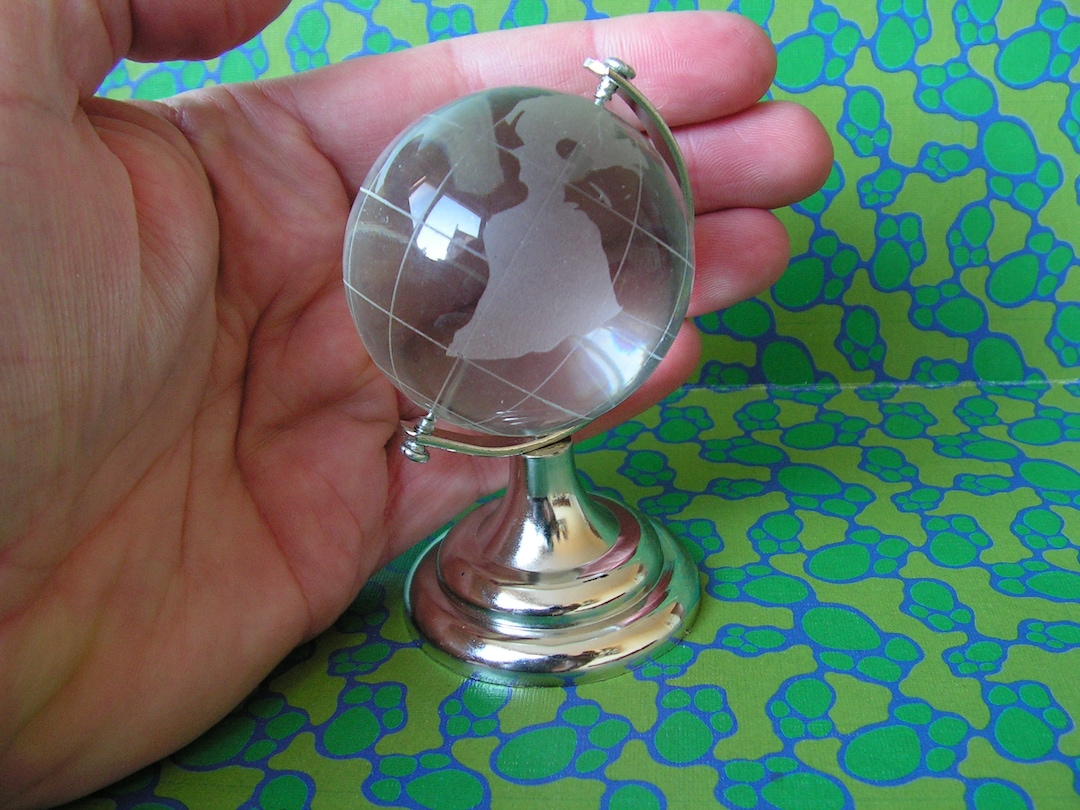 Vintage Small Globe Decorative Glass Desk Globe Map Mini Transparent ...
