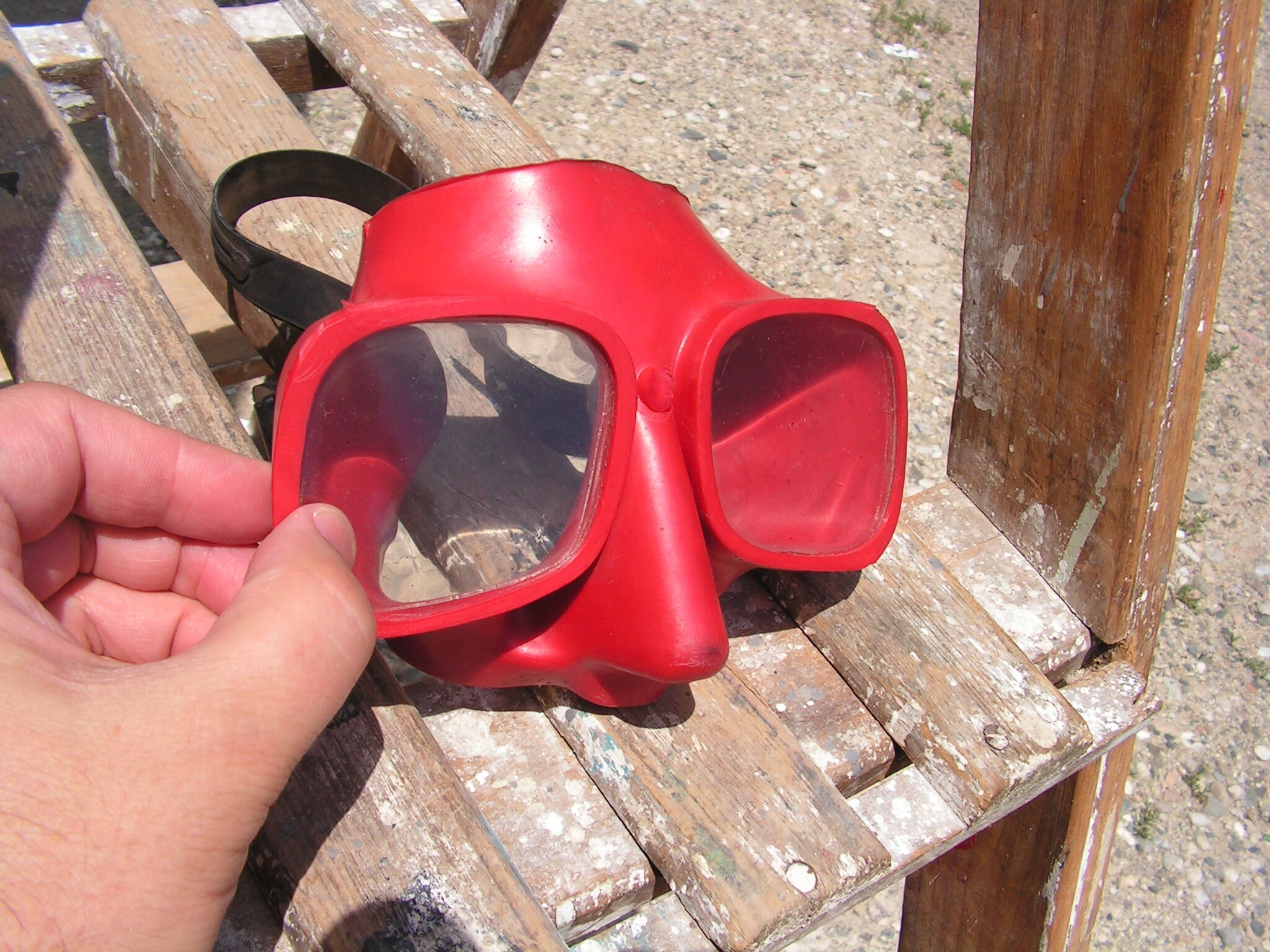 Retro Red Children Scuba Mask, Vintage Small Rubber Diving Mask ...
