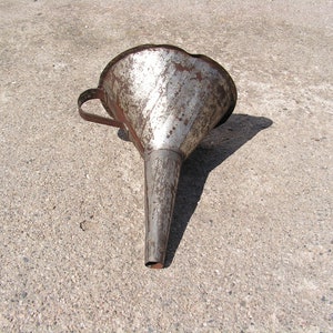 Antique Metal Funnel 1950s Large Rusty Funnel Vintage Utensil Kitchen ...