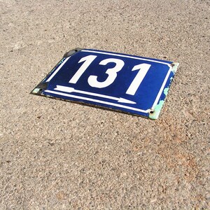 Vintage Enamel Sign 131 House Door Number 131 Blue White Porcelain ...