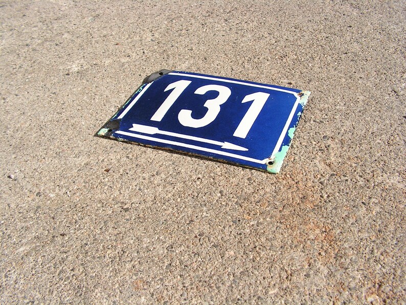 Vintage Enamel Sign 131 House Door Number 131 Blue White | Etsy