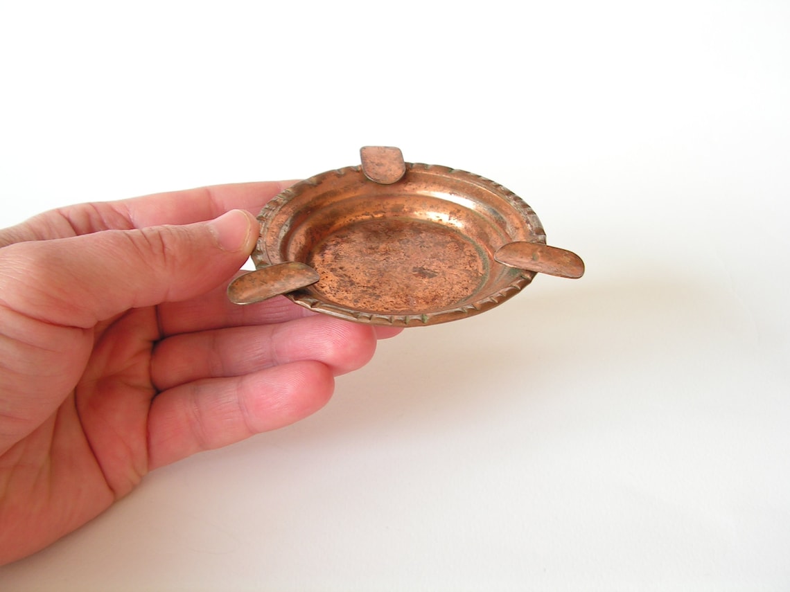 Vintage Copper Ashtray Retro Pocket Ashtray for Three | Etsy