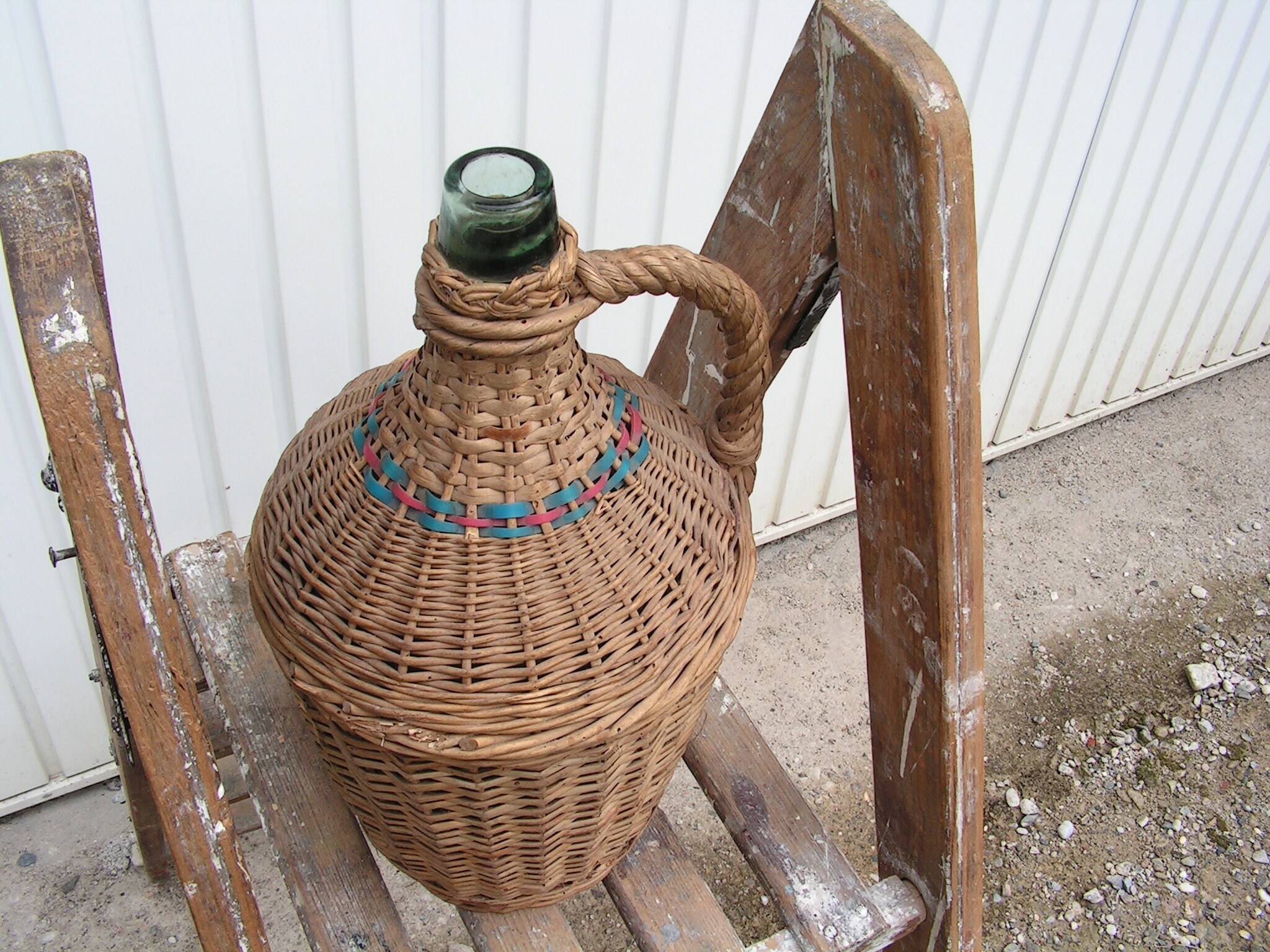 Vintage Demijohn With Threads Hand Wicker Whiskey Bottle With Colored ...