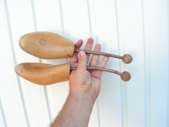 Pair shoe forms with marking Vintage shoe mold Wooden… - Gem