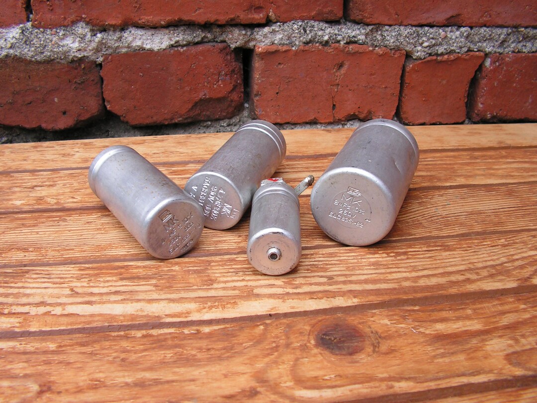 Set of 4 Old Capacitors Steampunk Supplies Vintage Big Capacitors and ...