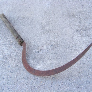 Antique Sickle With Long Wooden Handle Primitive Sickle Rust Sickle ...