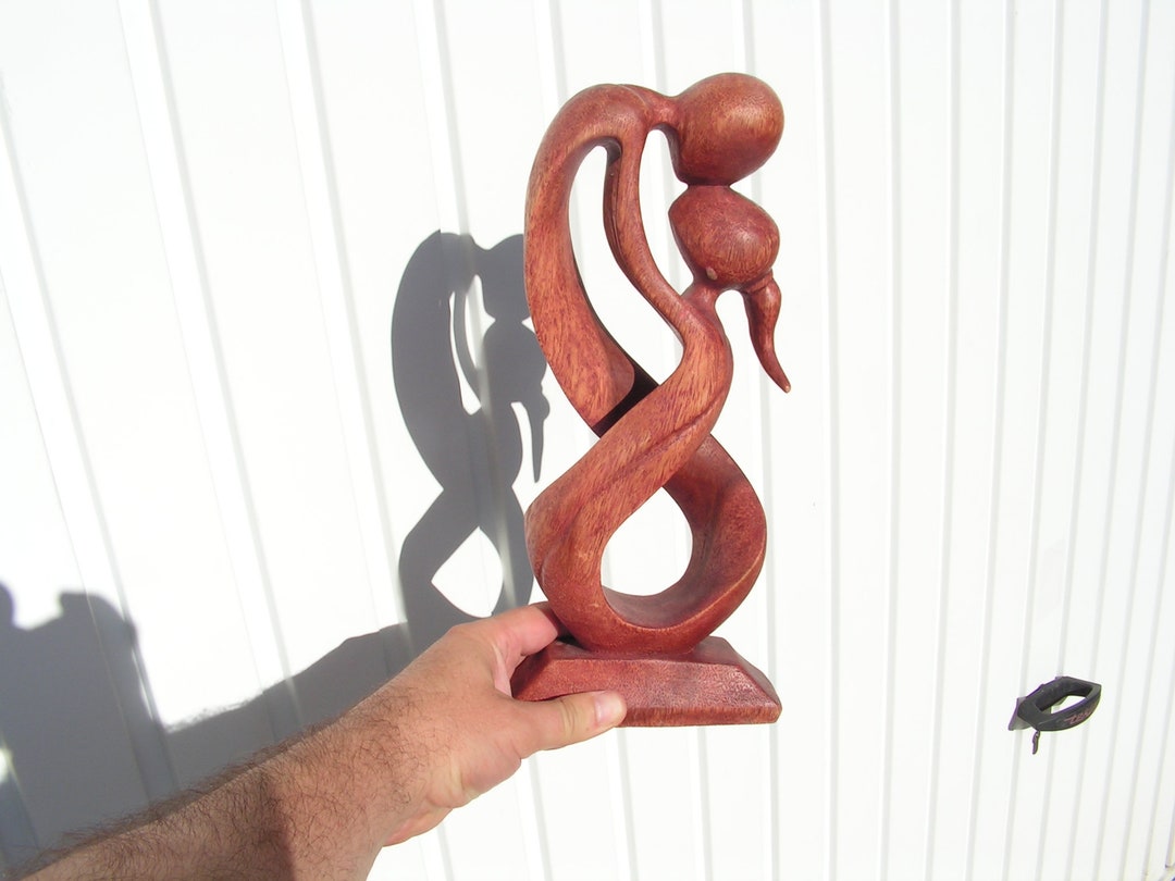 Vintage Wooden Figurine in Love Big Figure of Lovers Hand Carved Man ...