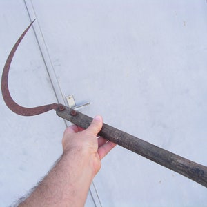 Antique Sickle With Long Wooden Handle Primitive Sickle Rust Sickle ...