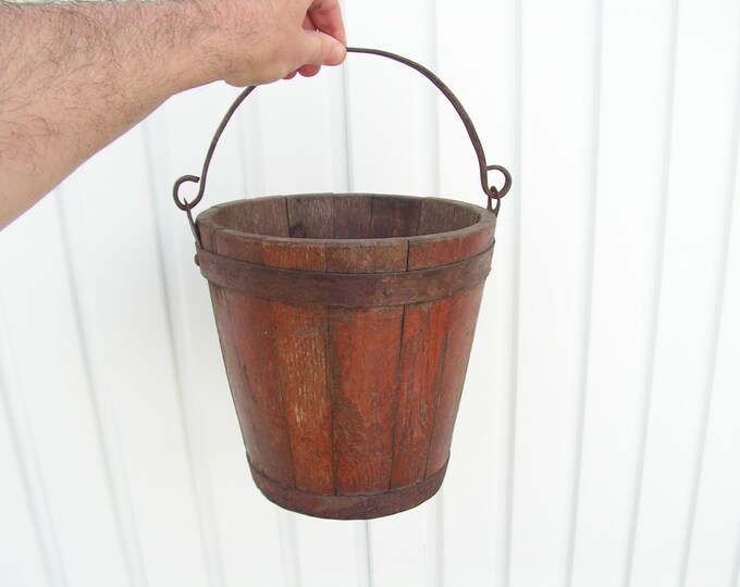 Antique Wooden Bucket for Water Wood Massive Bucket With Handle ...