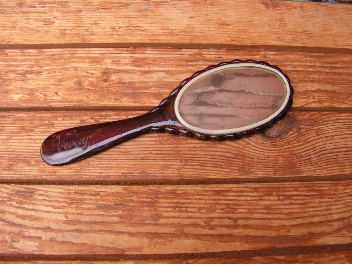 Vintage Brown Mirror VENUS Hand Mirror Retro Mirror Female Mirror With ...