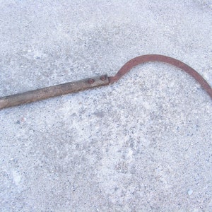 Antique Sickle With Long Wooden Handle Primitive Sickle Rust Sickle ...
