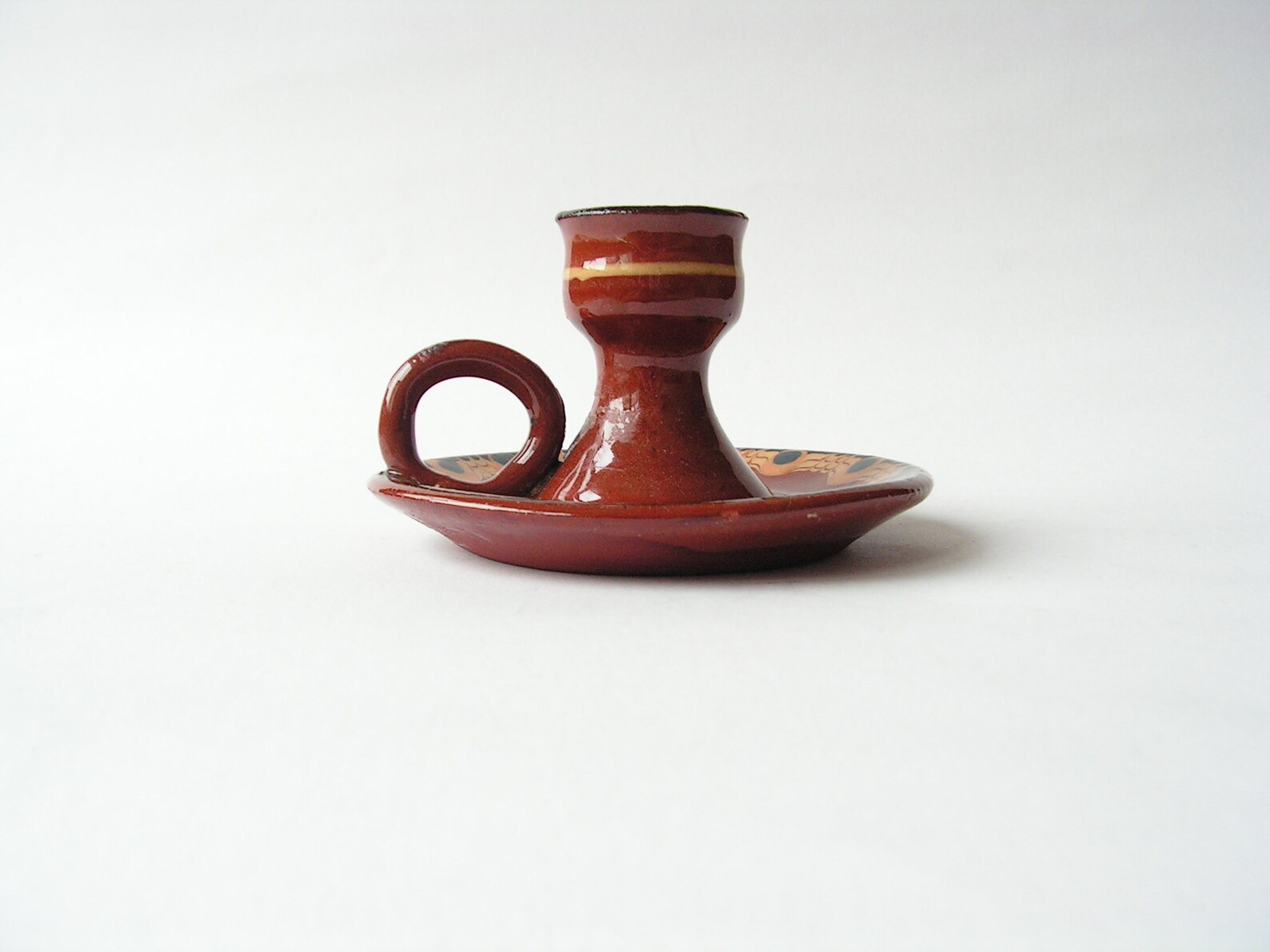 Vintage Ceramics Lovely Candlestick Pottery Red Candlestick Clay Candle ...
