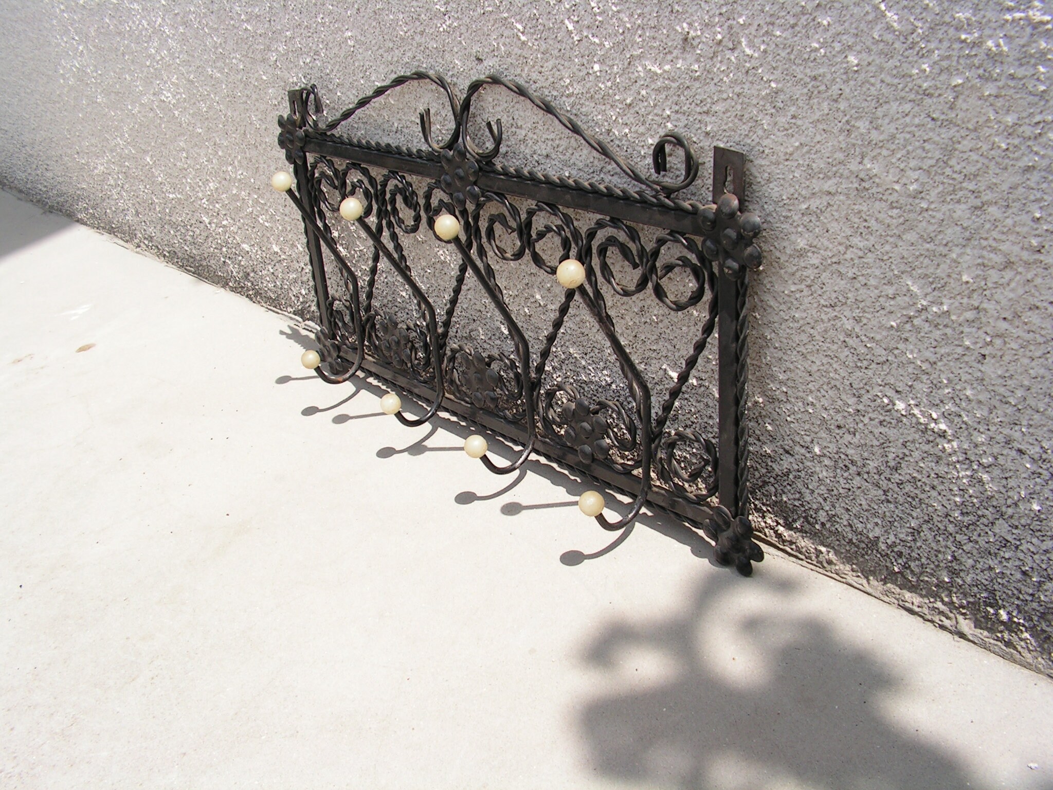 Hand-wrought iron hanger Vintage massive metal hanger Wall | Etsy