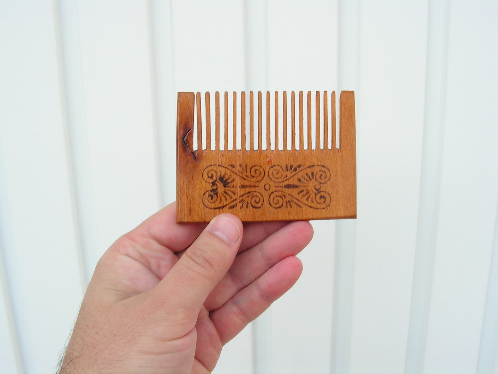 Vintage Wooden Comb 50s Hand Made Comb With Decoration Small - Etsy