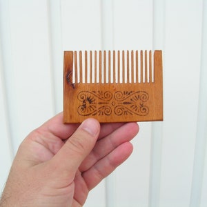 Vintage Wooden Comb 50s, Hand Made Comb With Decoration, Small Wood ...
