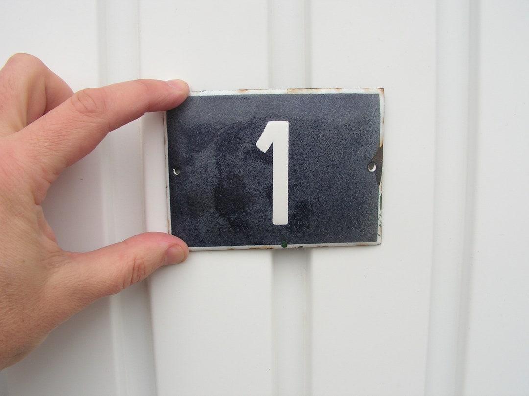 Porcelain Plaque 1 Sign Size 10.5 Cm X 8 Cm House Door Number 1 Blue ...