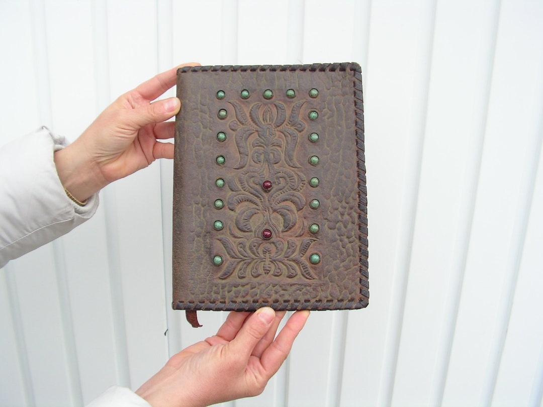 Vintage Folder Medium Size Tooled Leather Folder for Documents Embossed ...