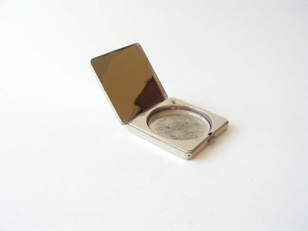 Vintage Powder Box Mirror Coty, Compact Powder Box, Small Silver Ton ...