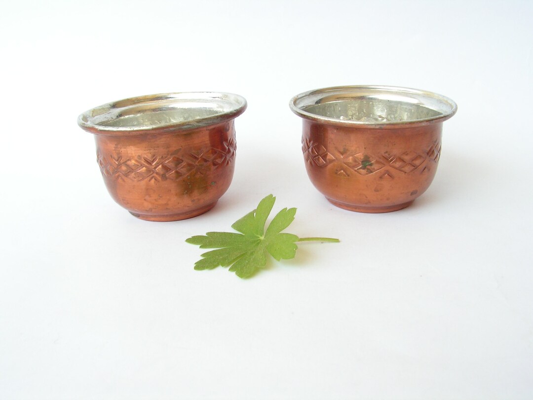 Engraved Coffee Cups, Vintage Copper Cups, Set of 2 Metal Coffee Cups ...