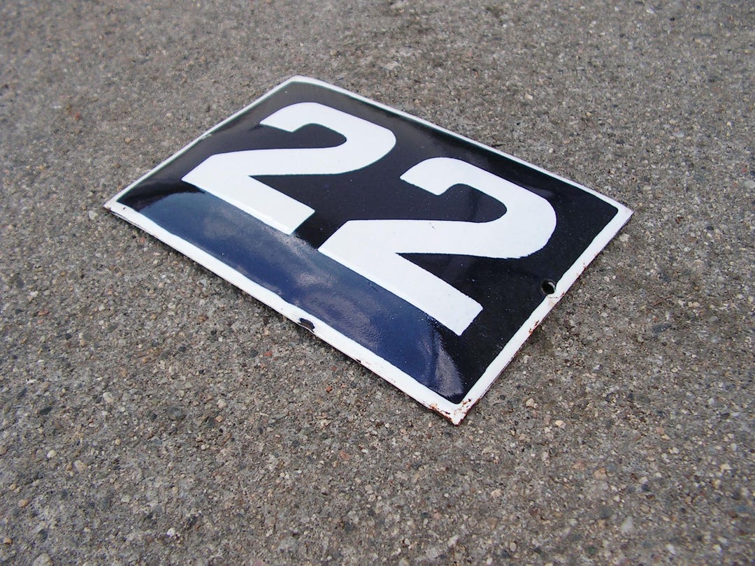 Vintage Blue White Enameled Plaque 22, House Number Door Sign 22 ...