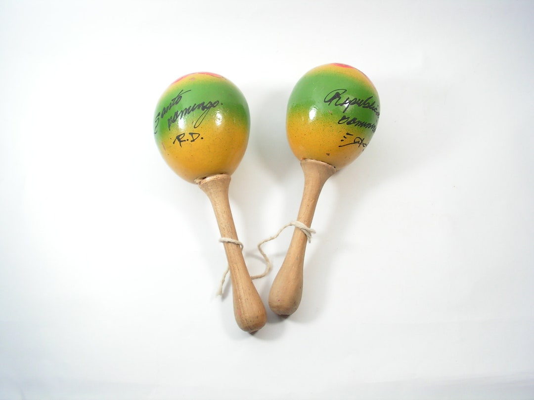Vintage Wooden Maracas, Set of 2 Maracas, Hand Painted Maracas ...