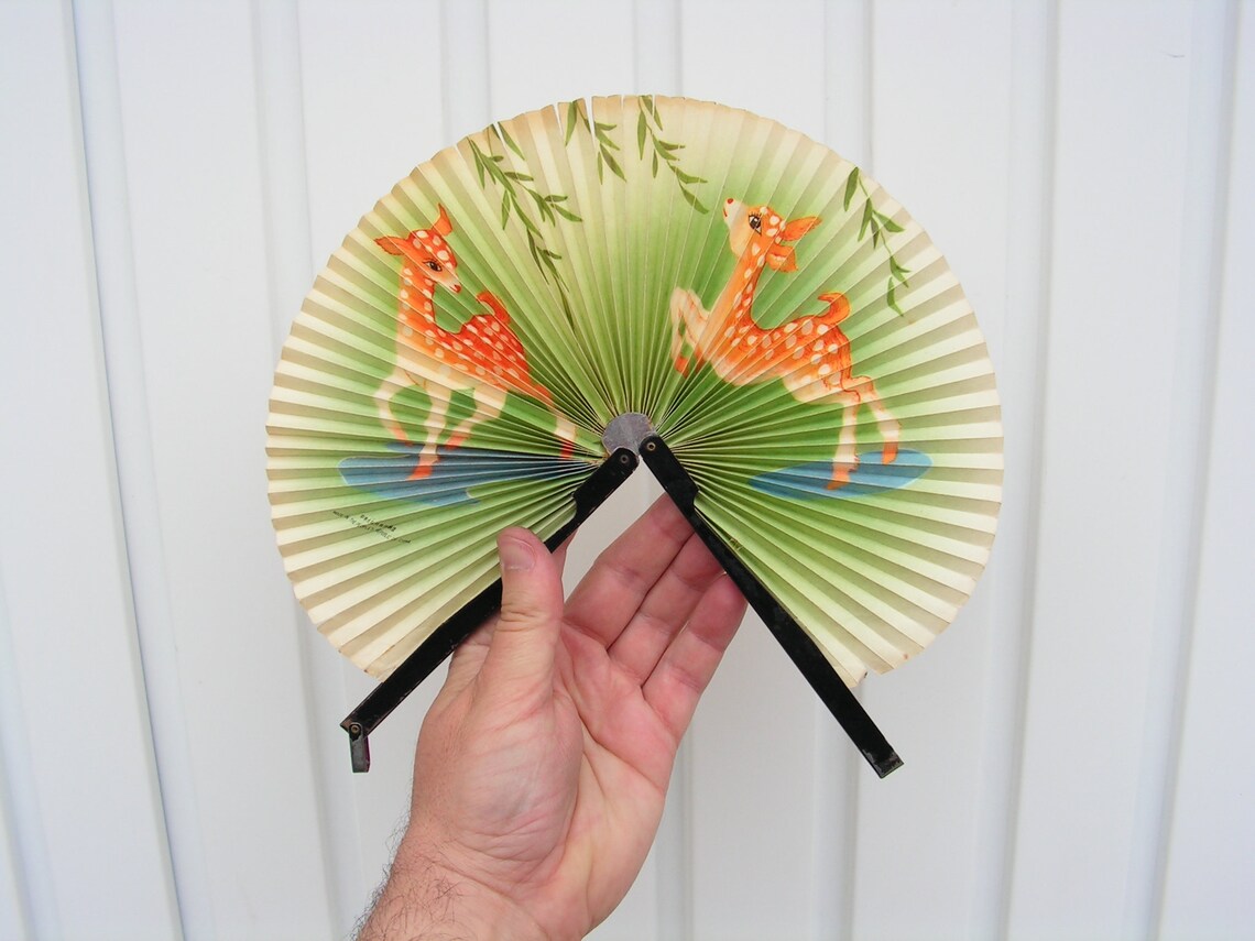 Vintage Hand Painted Fan Chinese Metal Paper Fan Folding Asian - Etsy UK